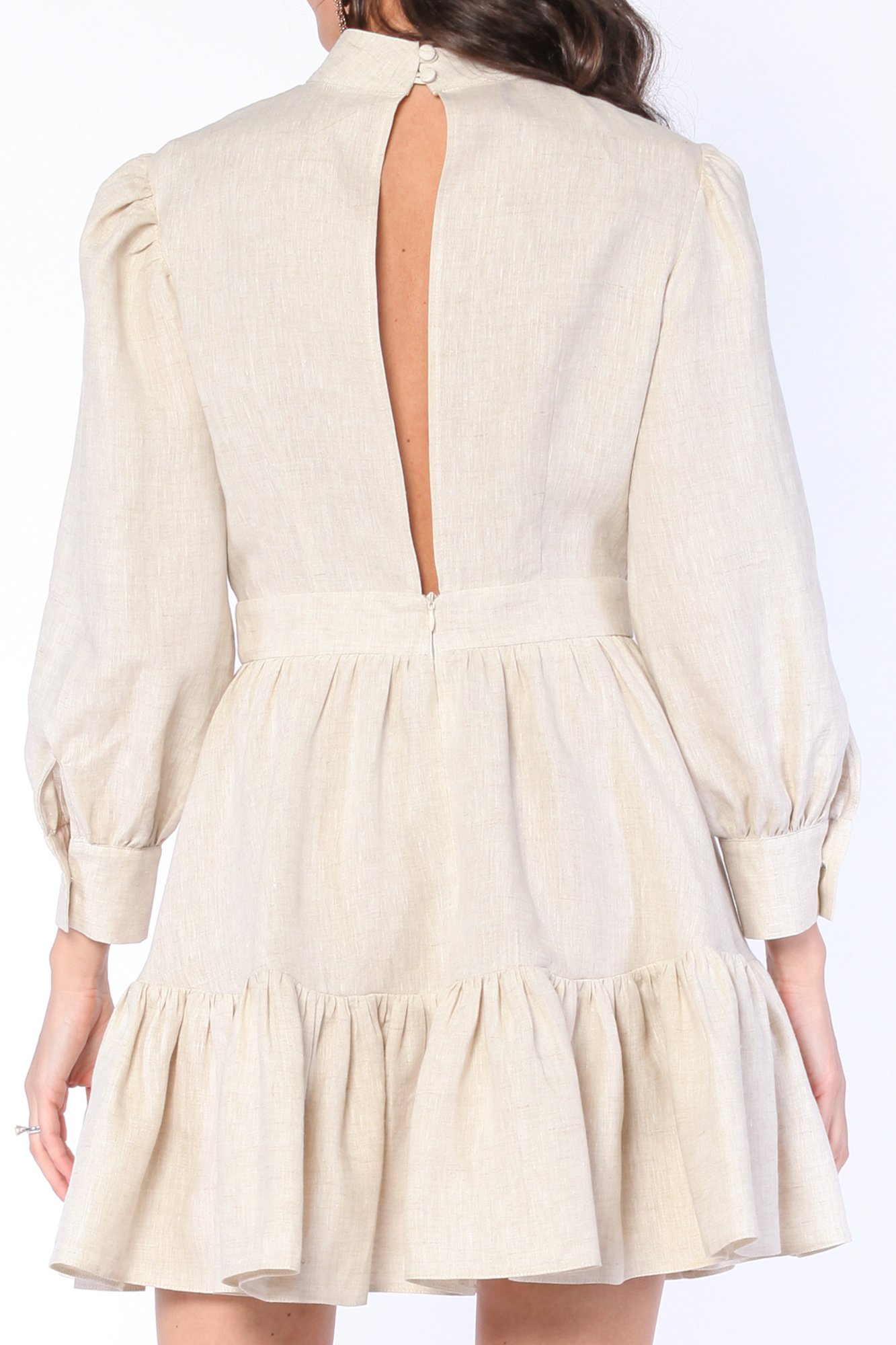 CARLA PURO LINO ROCHIE MINI CU GULER INALT SI VOLANE | TGH Fashion