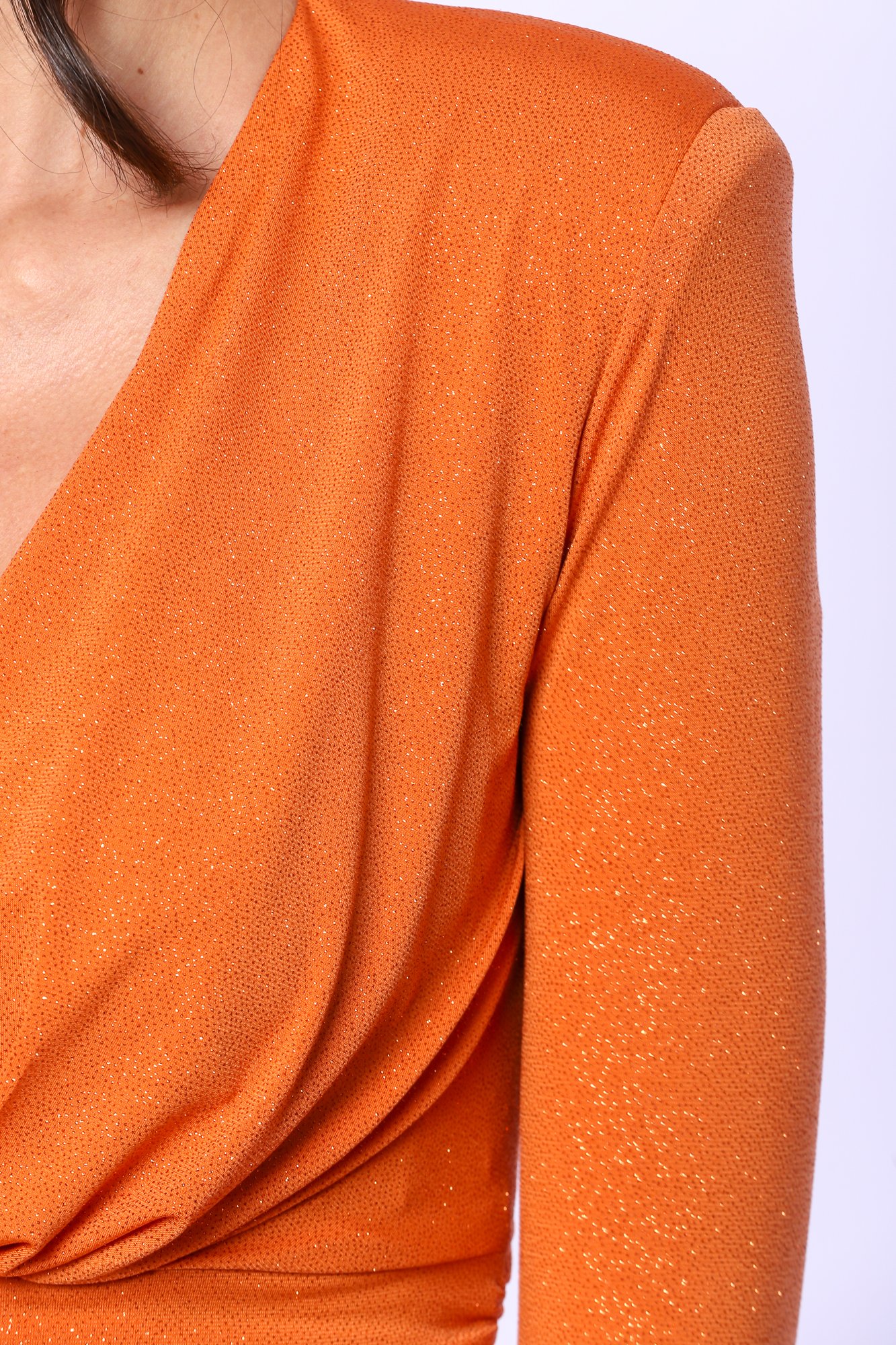 TGH ROCHIE MIDI ASIMETRICA GLITTER CU DRAPAJE | TGH Fashion