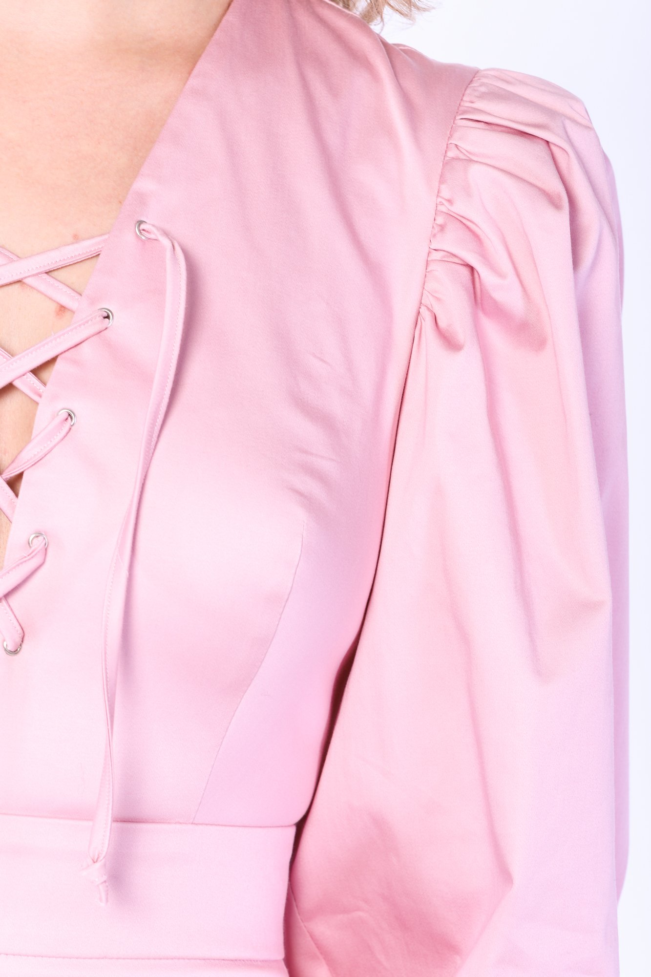 MARMURI PUFFED SLEEVES STRINGS MINI DRESS | TGH Fashion